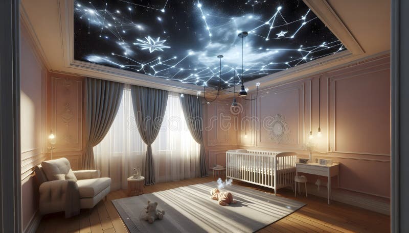 A Nursery with Ceiling Projections of Constellations Reacting To Baby ...