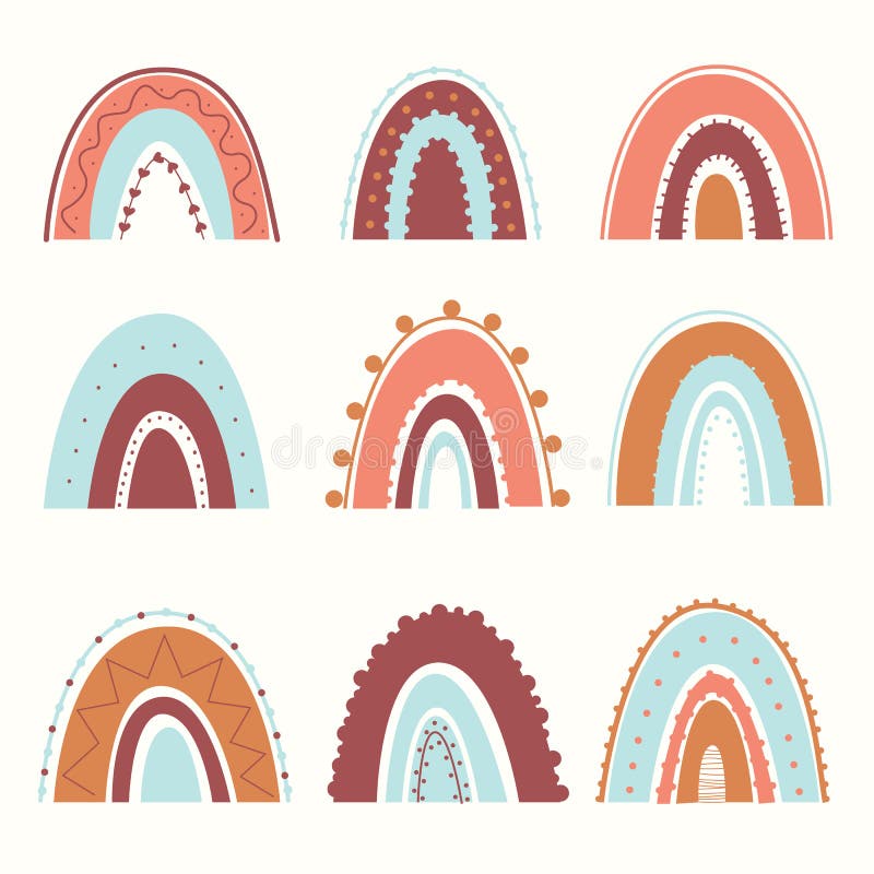 Nursery Cute Boho Rainbow Elements Stock Vector - Illustration of ...