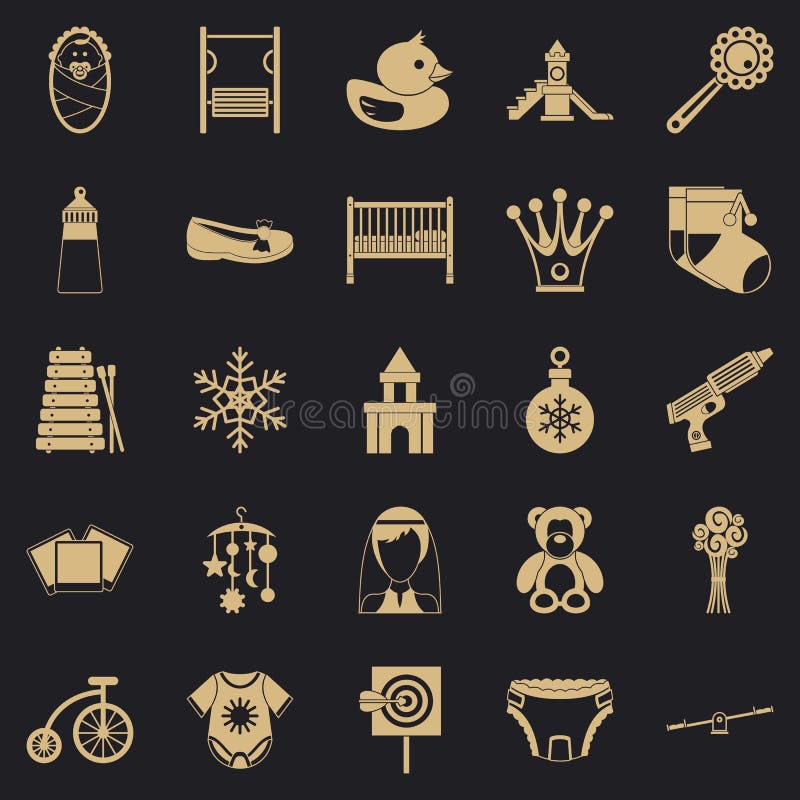 Nursery Icons Set, Simple Style Stock Vector - Illustration of parents ...