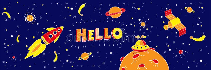 Nursery Poster with Hand Drawn Letters Hello. Vector Printable Print ...