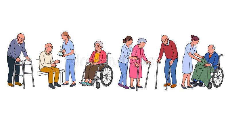 Nurses, Doctors, Social Workers Helping, Supporting Elderly People ...