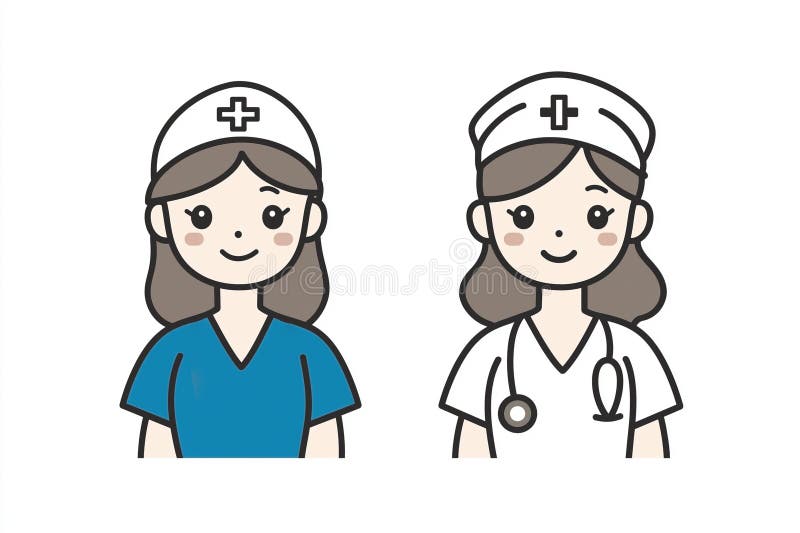 Nurses Icon, Simple Flat Line Art Style Ai Photo Stock Illustration ...