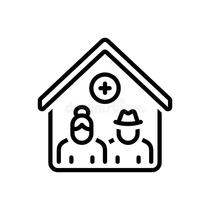 Black Line Icon for Nursing Home, Nursing and Medical Stock Vector ...