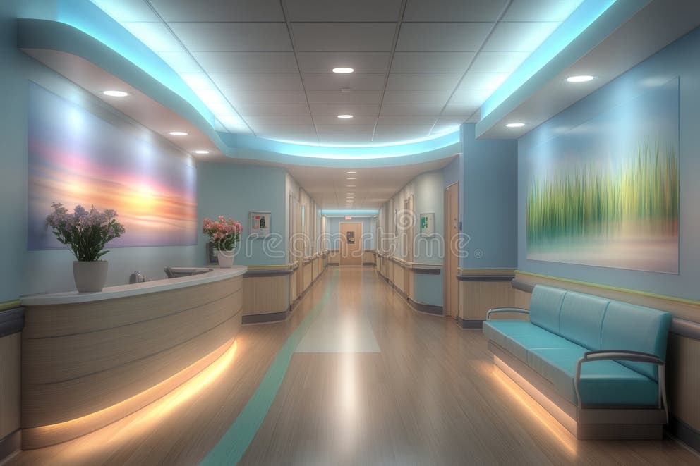 A Nursing Home Setting Shows a Corridor that is Brightly Lit and ...
