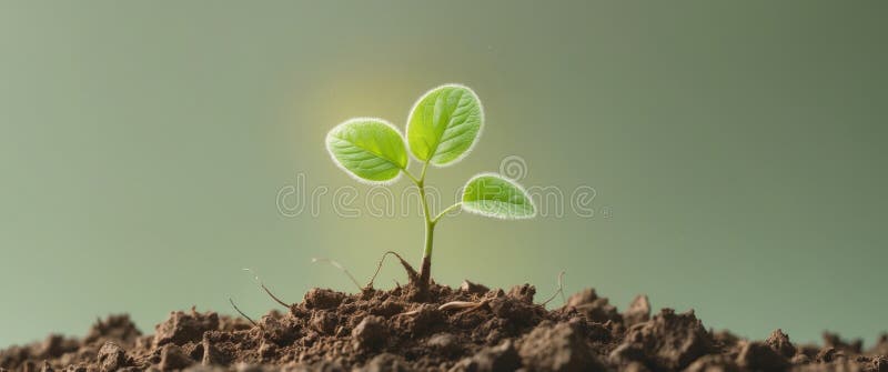 Nurturing Growth Concept Featuring Green Sprout Emerging from Soil with ...