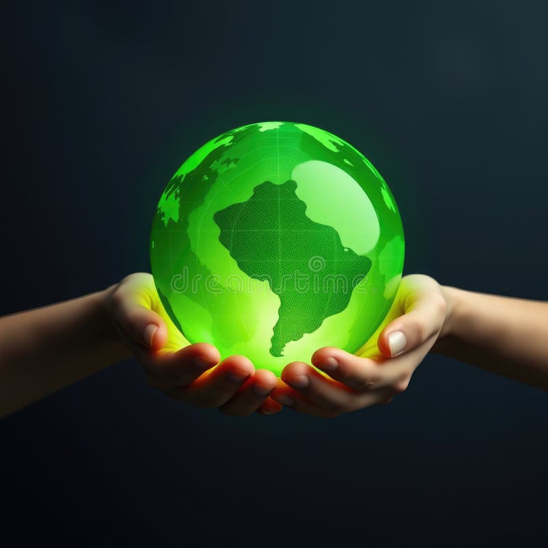 Nurturing Nature Hands Supporting a Green Planet Stock Illustration ...