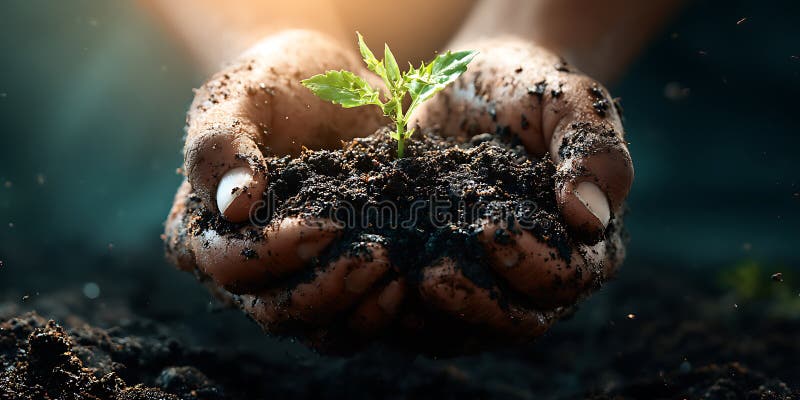 Nurturing New Growth Hands Protecting a Sprout Stock Illustration ...