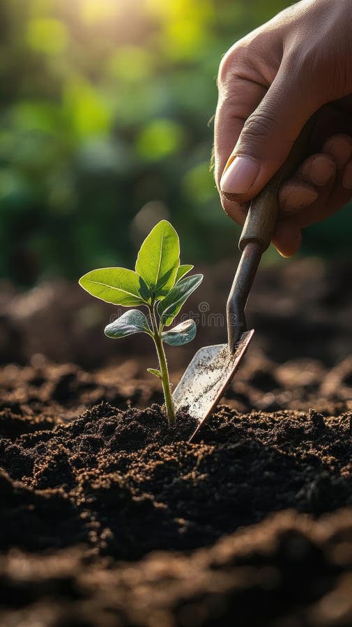 Nurturing New Life, a Hand Planting a Sapling in Rich Soil Stock Image ...