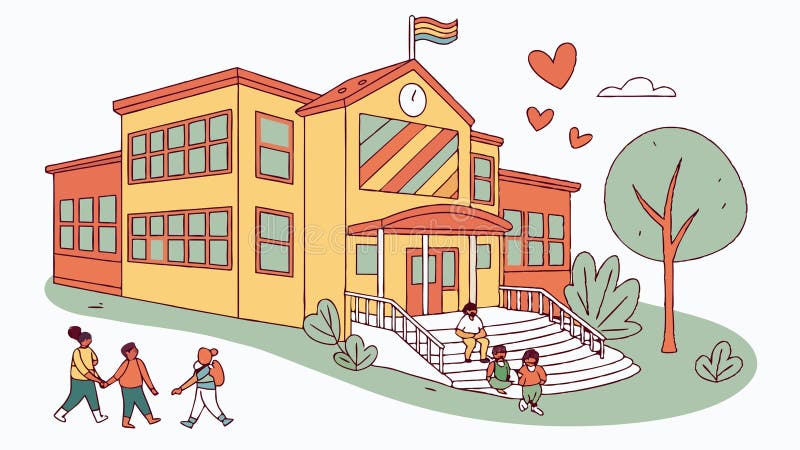 Nurturing School with Hearts, Community Care, Vector Design Generative ...