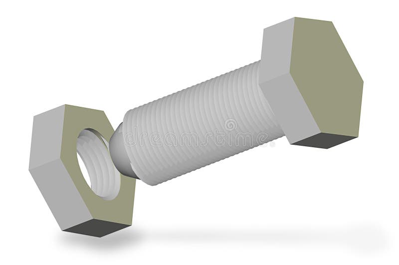 Nut and Bolt, Computer Generated Stock Illustration - Illustration of ...