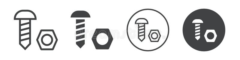 Nut and Bolt Icon Vector Logo Outline Stock Vector - Illustration of ...