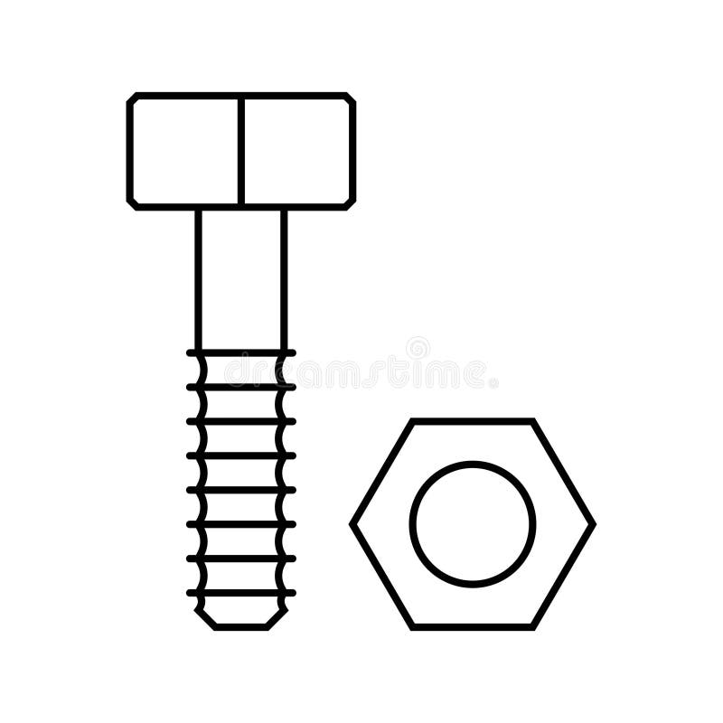 Nut and Bolt Tool Work Icon Doodle Illustration Stock Illustration ...