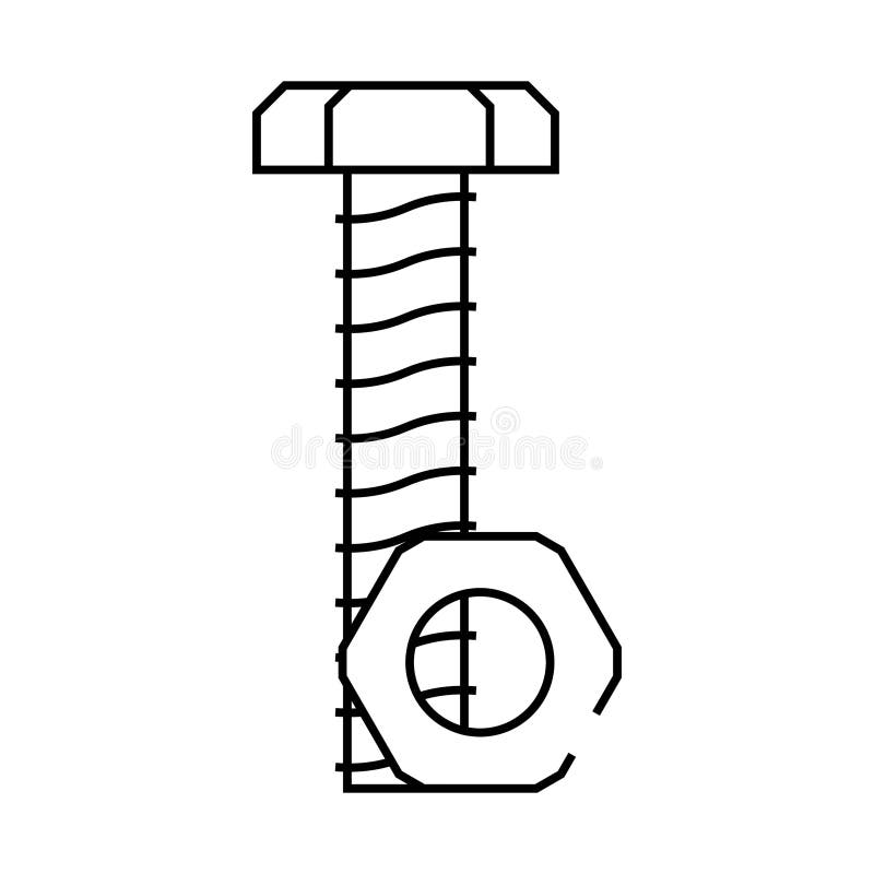 Nut and Bolt Tool Work Line Icon Vector Illustration Stock Illustration ...