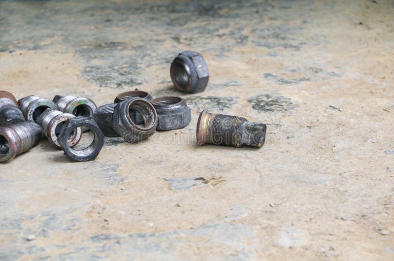 Nut on the Cement in the Garage Stock Image - Image of fasten, knot ...
