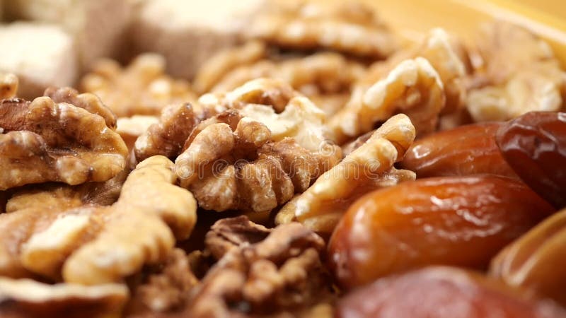 Nut and Date Platter Preparation for Healthy Snacking Stock Footage ...