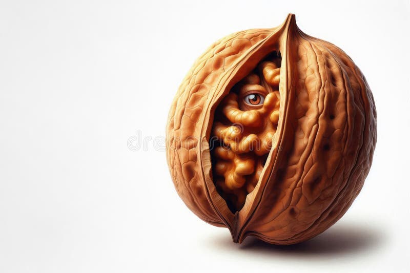 A Nut with a Human Eye Inside. Space for Text. Stock Image - Image of ...