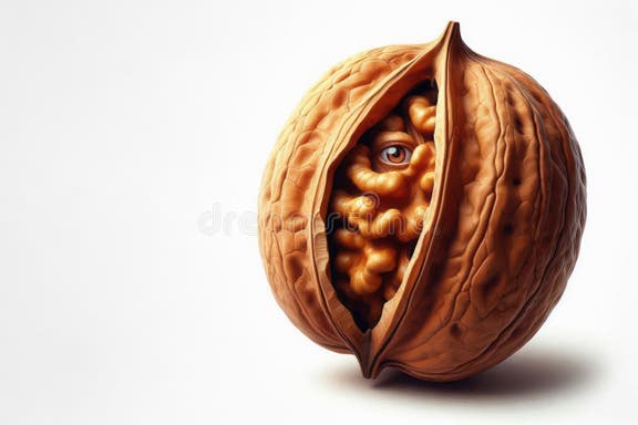 A Nut with a Human Eye Inside. Space for Text. Stock Image - Image of ...