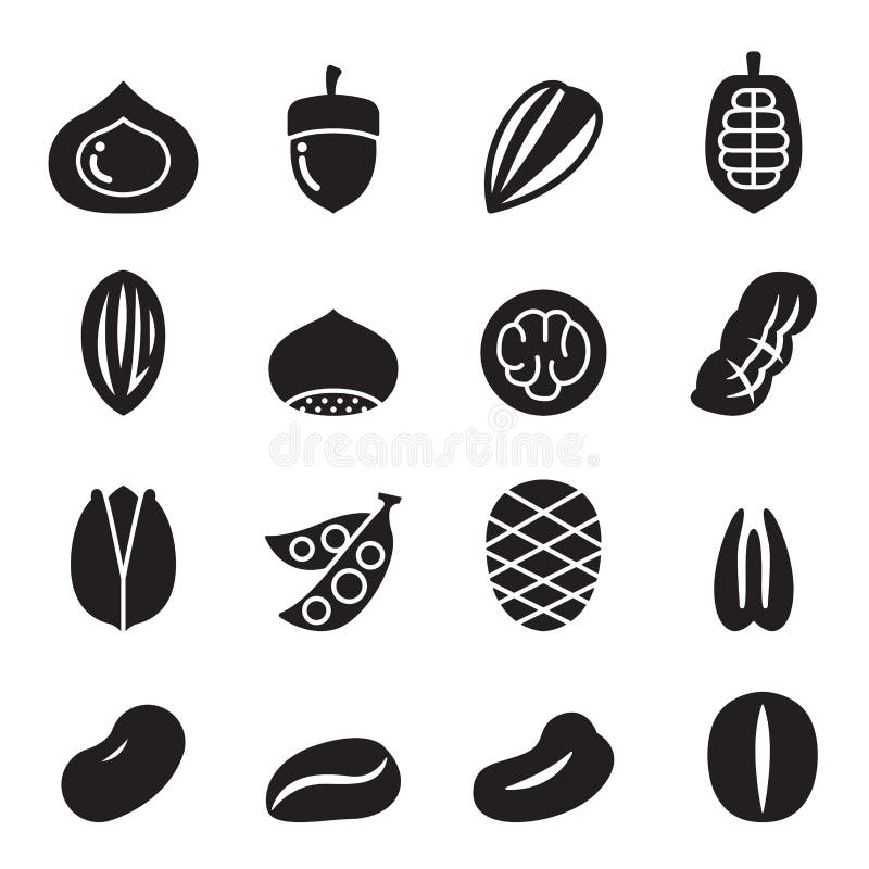 Nut icon set stock illustration. Illustration of organic - 72474333