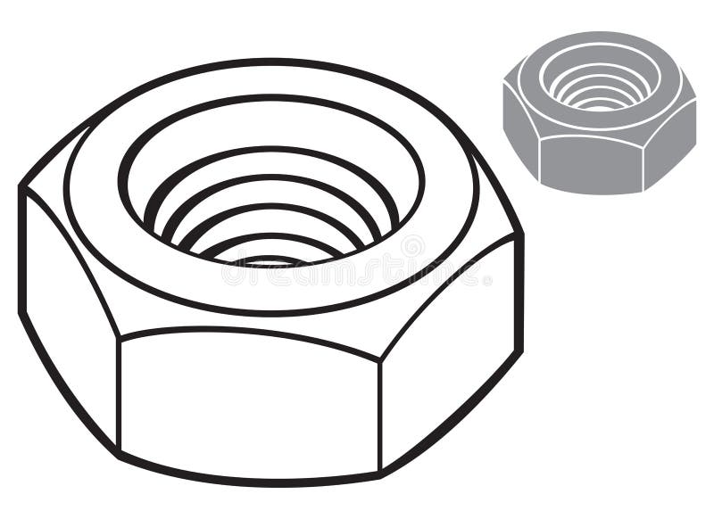 Stainless Steel Bolt and Nut Stock Vector - Illustration of metallic ...