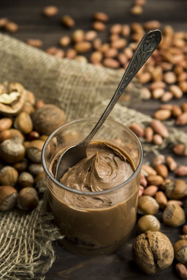 Nut Paste of Peanuts, Walnuts and Hazelnuts with Honey Stock Photo ...