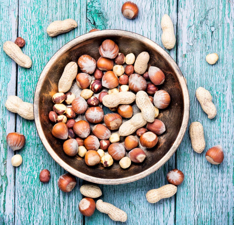 Hazelnuts and peanuts stock photo. Image of shell, natural - 102110050