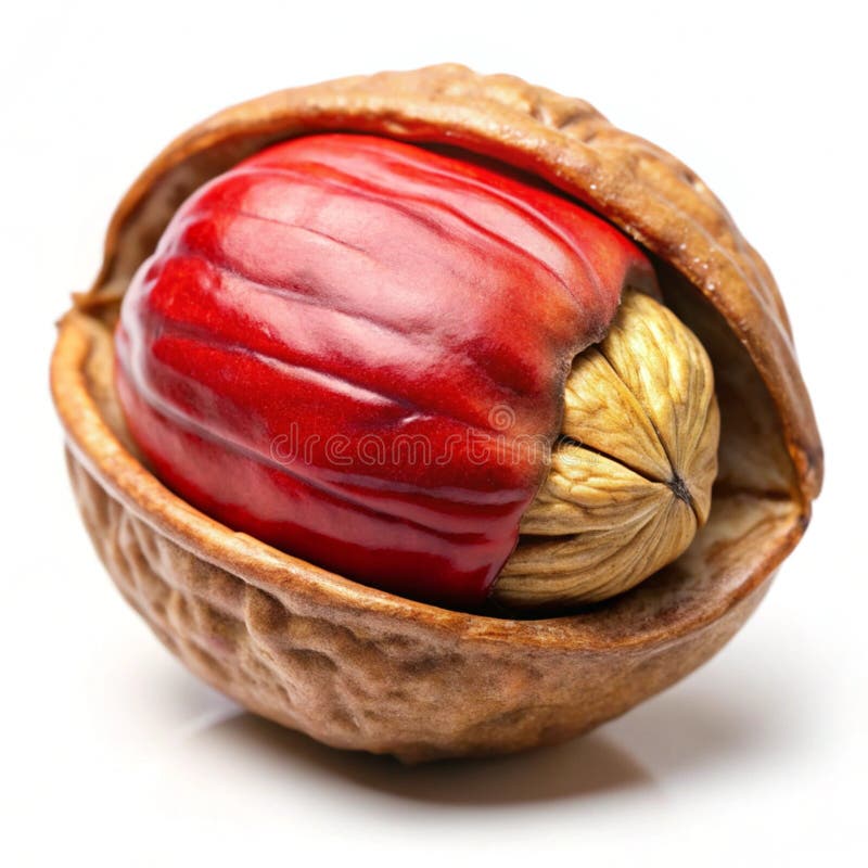 Nut with a Red Shell Isolated Stock Illustration - Illustration of ...