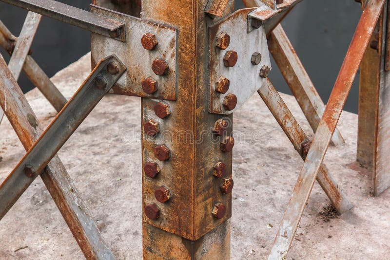 The Nut is Rusted at the Steel Pole Stock Photo - Image of close ...