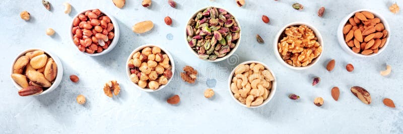 Nut Variety Panorama with Many Different Types of Nuts Stock Image ...