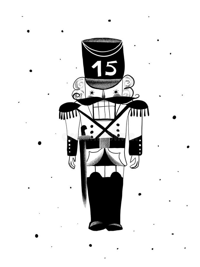 Stencil Illustration Advent Calendar: Nutcracker Figurine, Day Number ...