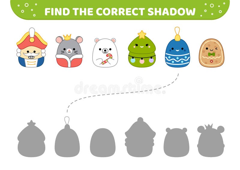 Nutcracker, Mouse King, Gingerbread. Find the Correct Shadow. Shadow ...