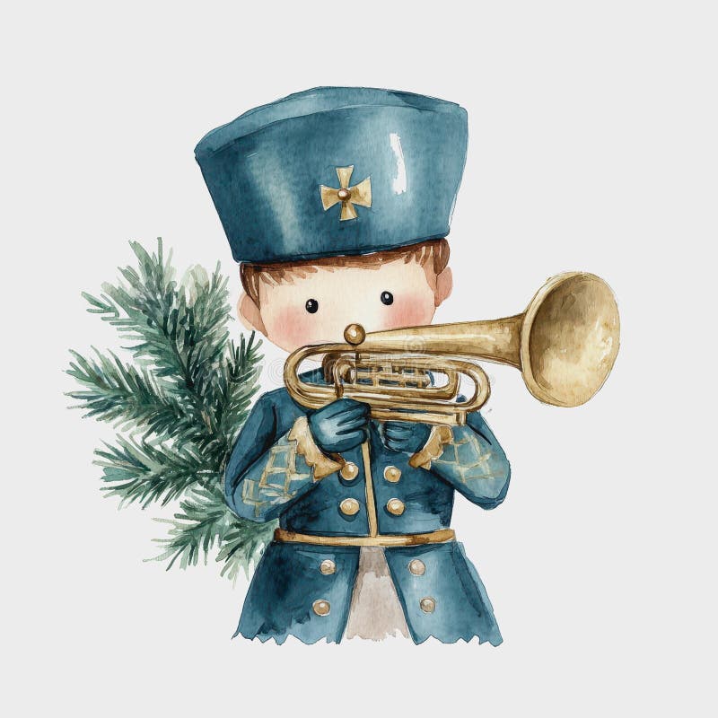 Nutcracker Soldier Playing Trumpet on White Background Stock Photo ...
