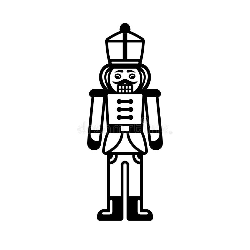 Nutcracker Toy Vector Outline Icon Black Illustration Isolated on White ...