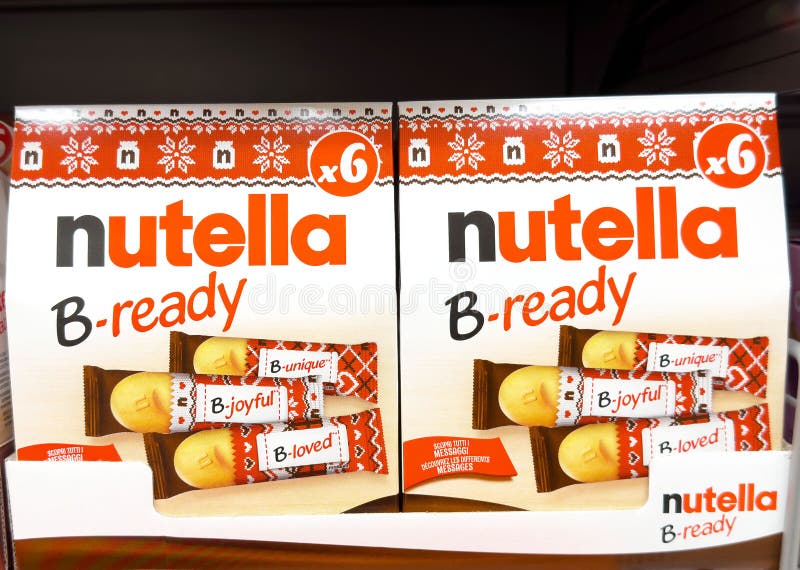 Nutella B-ready Snack Packs with Festive Design on Display Shelf ...