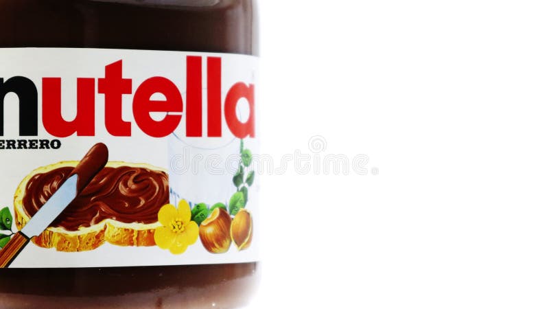 NUTELLA Jar, Hazelnut Spread with Cocoa Produced by Ferrero Stock Video ...