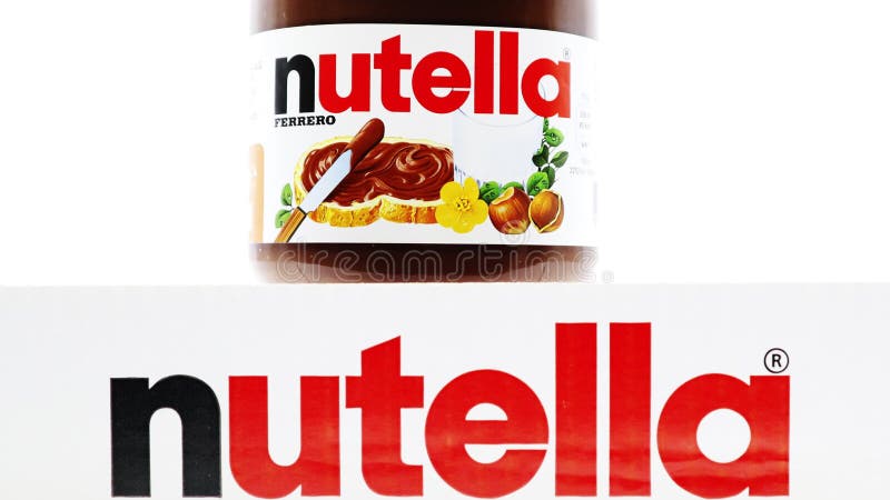 NUTELLA Jar, Hazelnut Spread with Cocoa Produced by Ferrero Stock ...