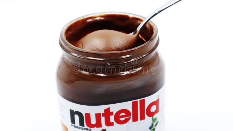 NUTELLA Jar, Hazelnut Spread with Cocoa Produced by Ferrero Stock Video ...