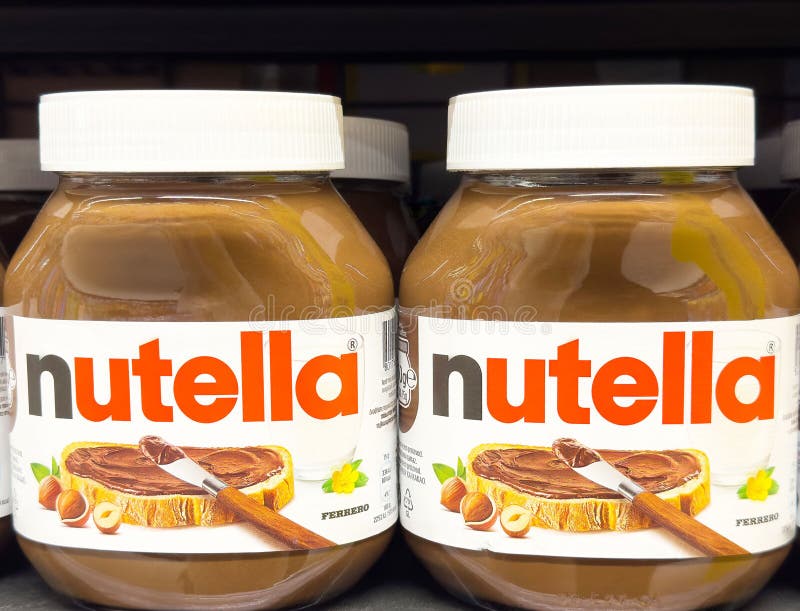 Nutella Jars on Shelf with Hazelnut Chocolate Spread Editorial Stock ...