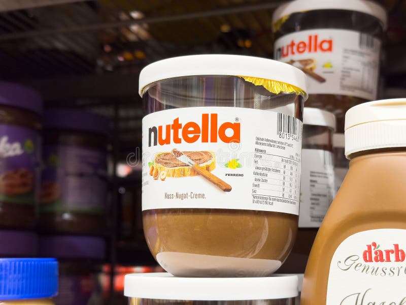 Nutella Jars on Store Shelf with Labels and Packaging Details Editorial ...