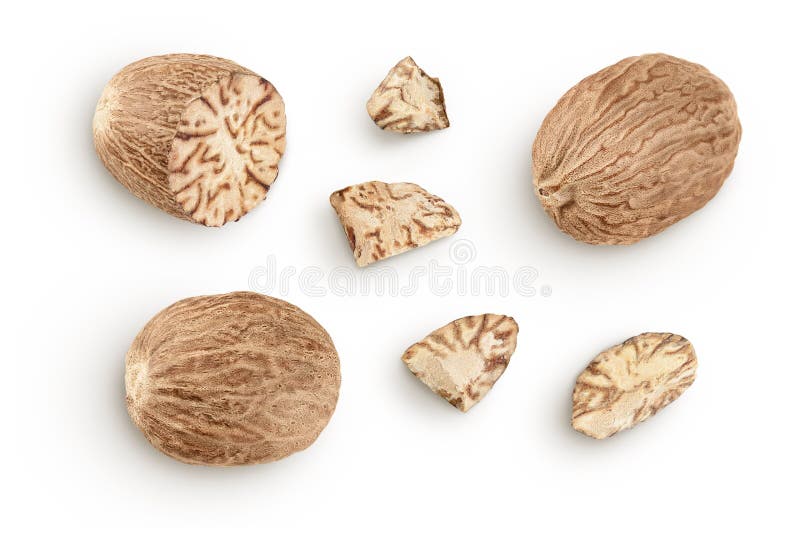 Nutmeg Isolated on White Background with Full Depth of Field Stock ...