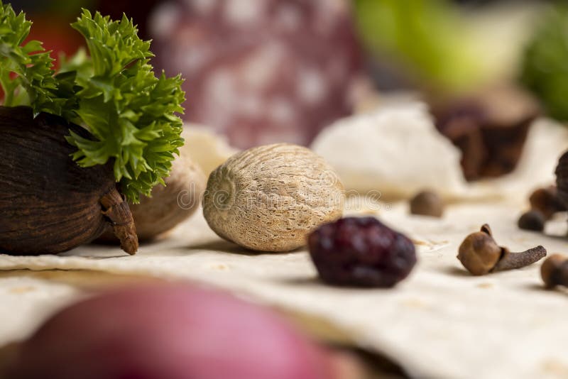 Nutmeg on the Kitchen Table Stock Image - Image of nutmeg, kitchen ...