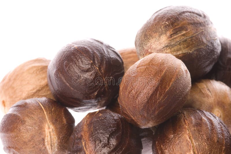 Fresh Nutmegs Isolated stock image. Image of aromatic - 7391893