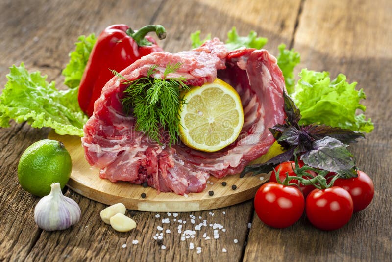 Nutria Meat with Vegetables and Herbs, Blank, Meat Processing Stock ...