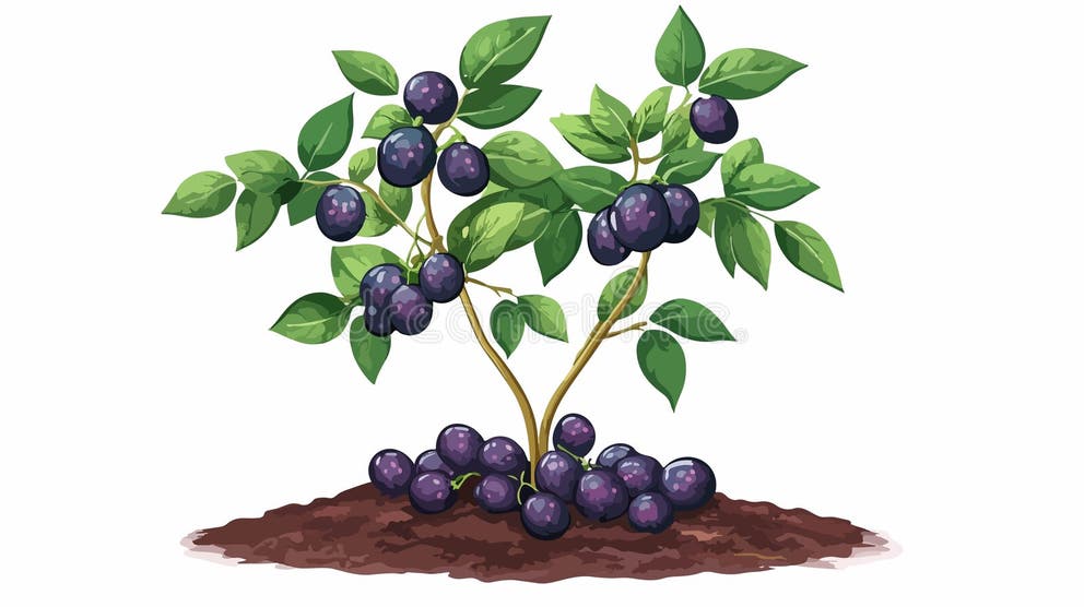 Nutrient-Rich Acai Berry and Grapes on Fruit Plan Stock Vector ...