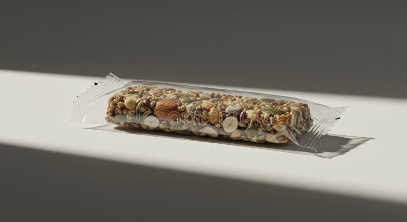 Nutrient-rich Granola Bar in Clear Wrapper on Light Surface Still Life ...