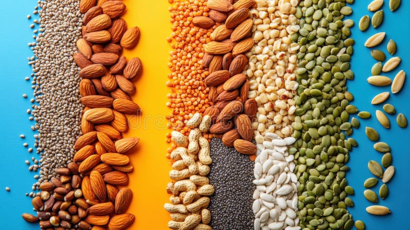 Nutrient-rich Snack Options, Assorted Nuts and Seeds Arranged in a ...