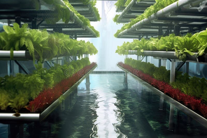 Nutrient-rich Water Flowing through Hydroponic Channels Stock ...