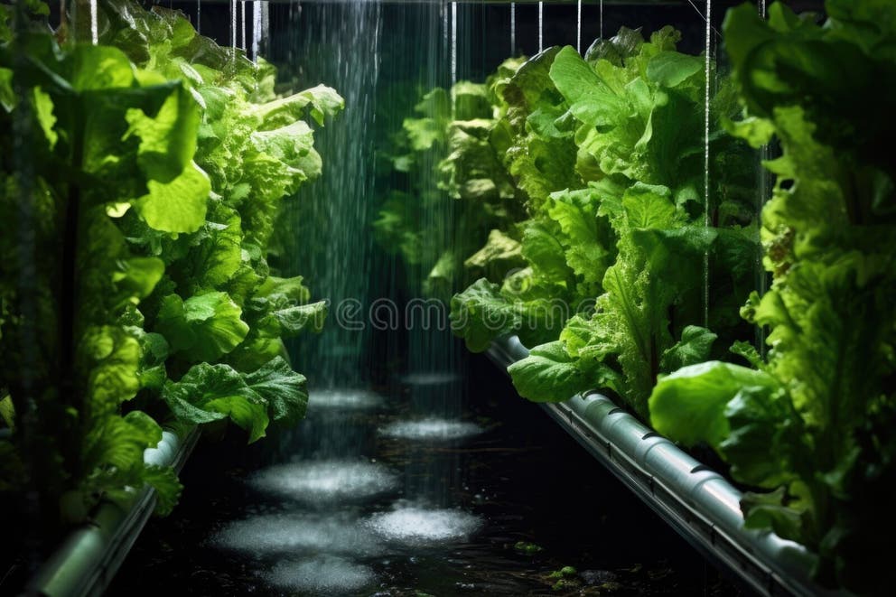 Nutrient-rich Water Flowing through Hydroponic Channels Stock ...
