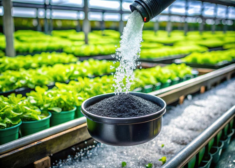 Nutrient Solution Pouring into a Black Hydroponic Tank for Vegetable ...