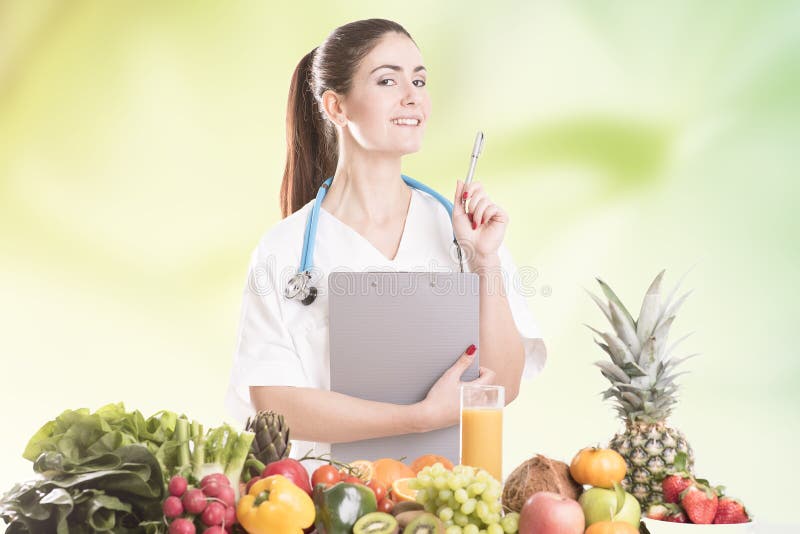 Nutrionist Writing a Diet Plan on Table Stock Image - Image of computer ...