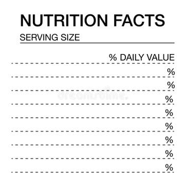 Nutrition Facts Blank Form.Nutrition Facts Vector Blank, Template ...